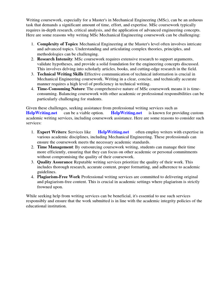 MSC Mechanical Engineering Coursework | PDF | Mechanical Engineering ...