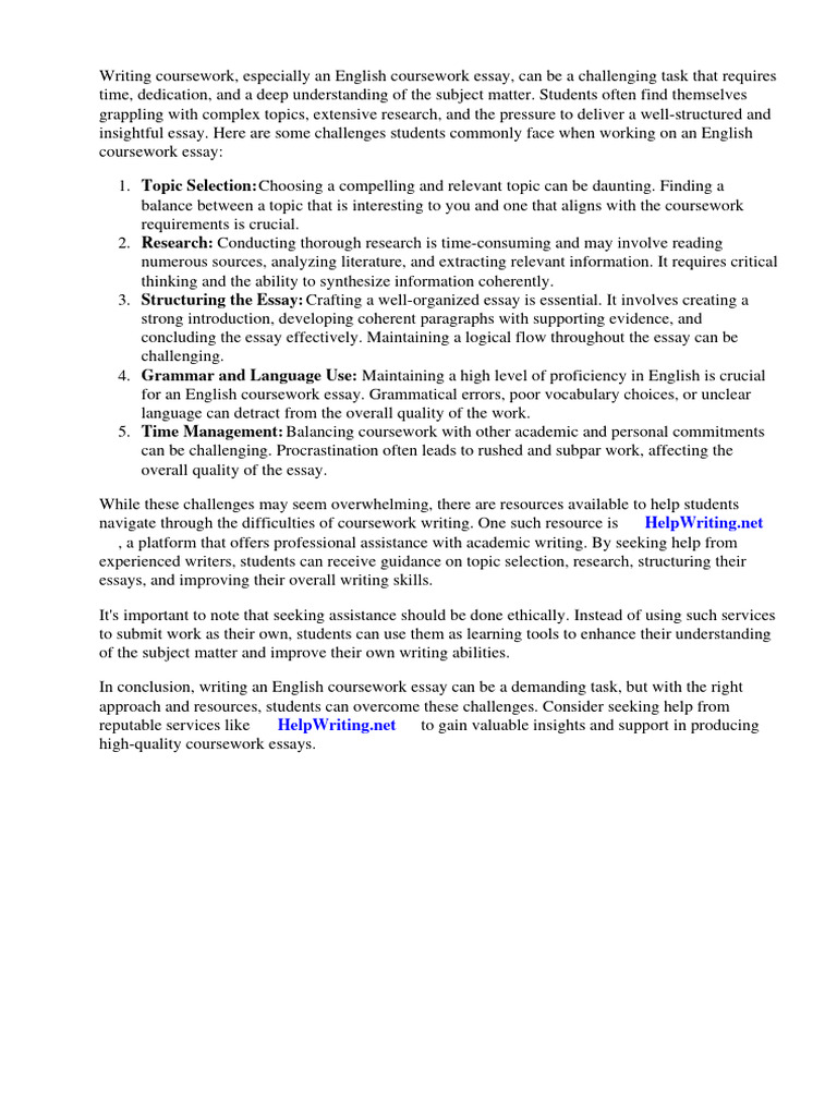 How To Start An English Coursework Essay | PDF | Essays | Geography