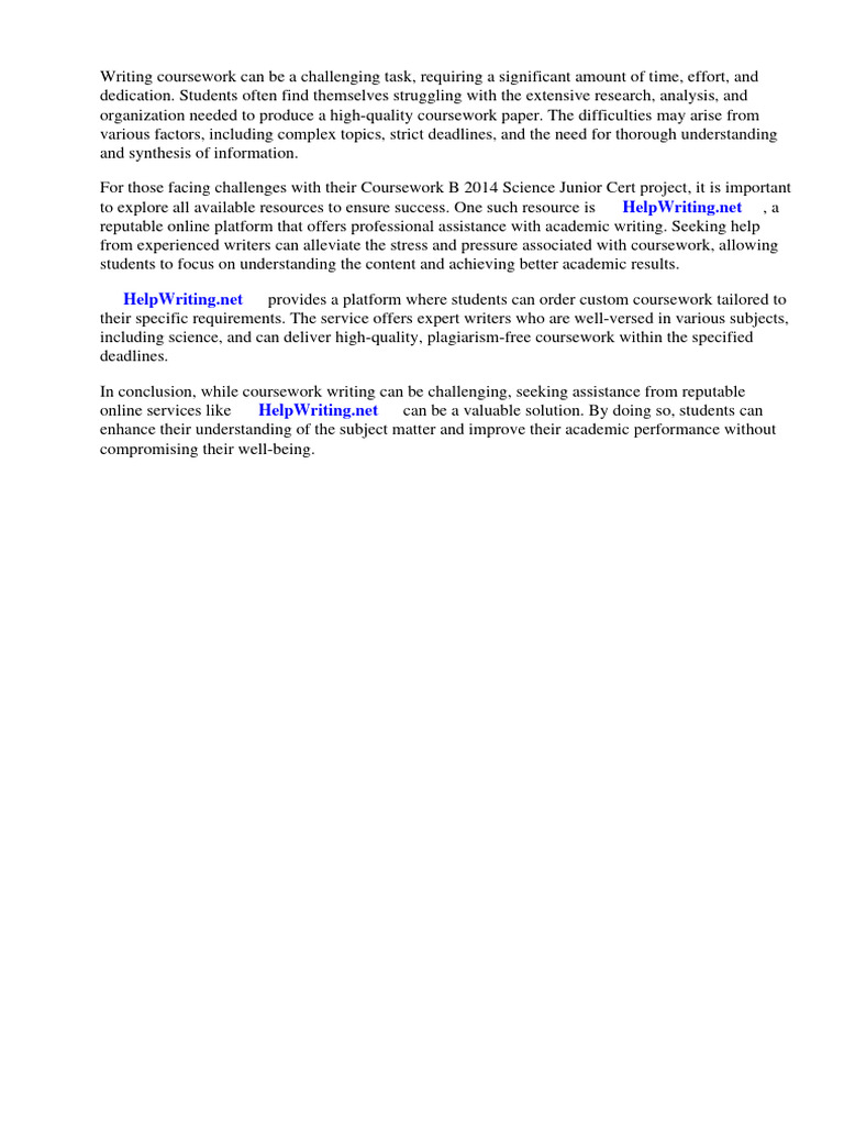 Coursework B 2014 Science Junior Cert | PDF | Books | Science Education