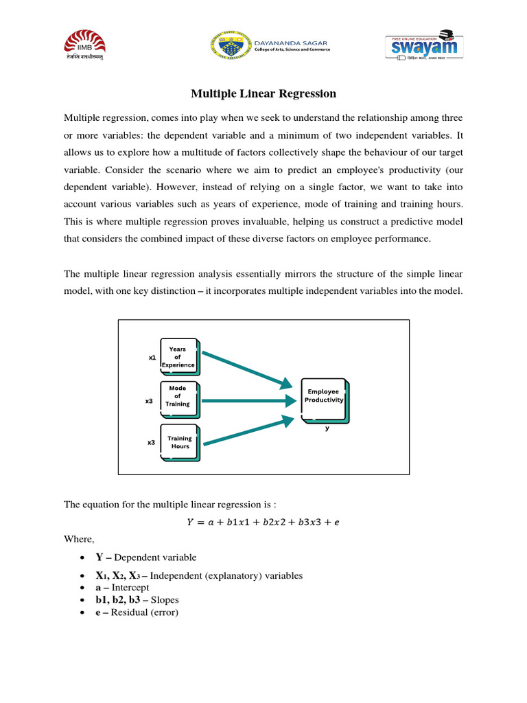 W6 - L6 - Multiple Linear Regression | PDF | Coefficient Of Determination | Dependent And ...