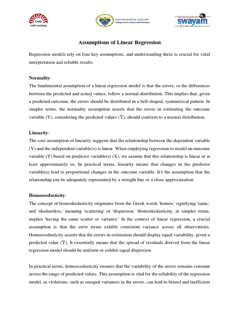 W6 - L5 - Assumptions of Regression | PDF | Regression Analysis | Errors And Residuals