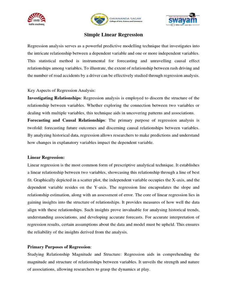 W6 - L4 - Simple Linear Regression | PDF | Coefficient Of Determination | Regression Analysis