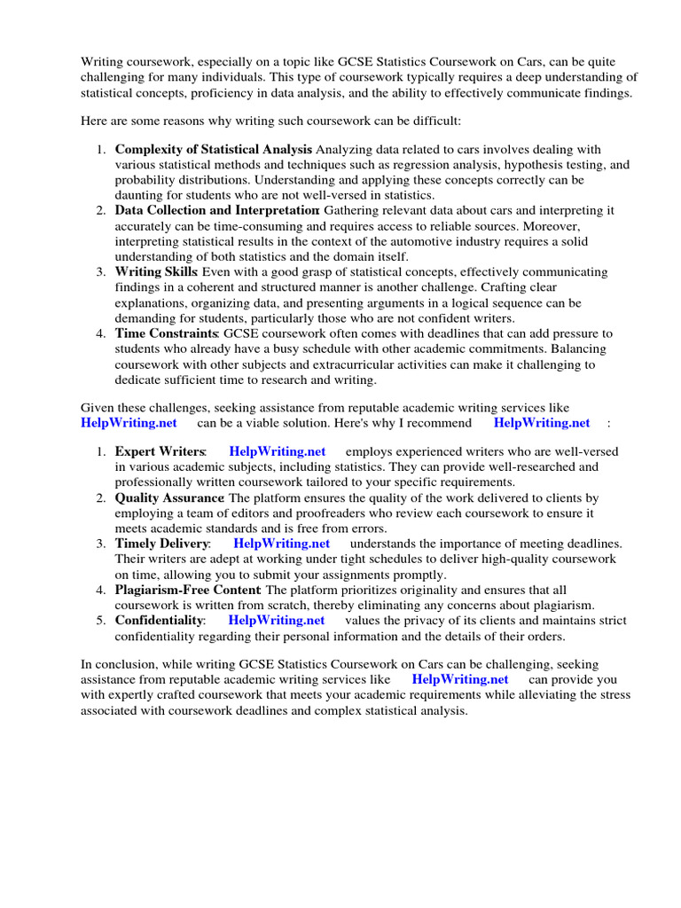 Gcse Statistics Coursework Cars | PDF | Statistics | Outlier