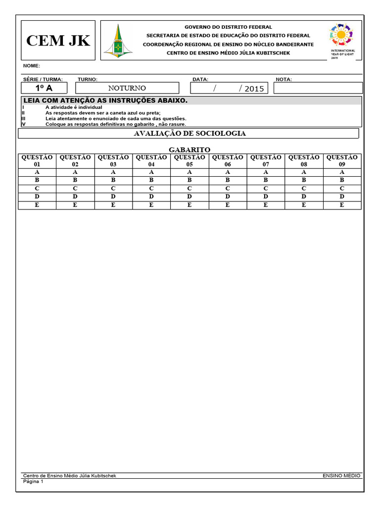 Prova 1 - Eja | Download grátis PDF | Sociologia | Sociedade