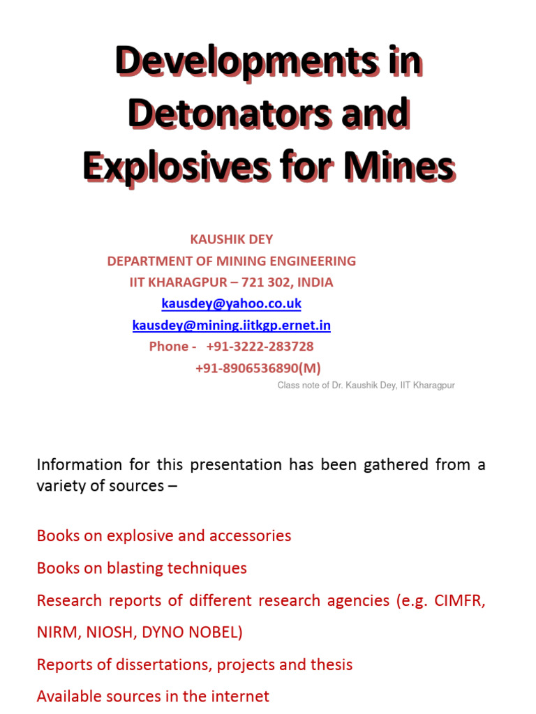 Explosives and Detonators-Slide1 | PDF | Chemistry | Physical Sciences