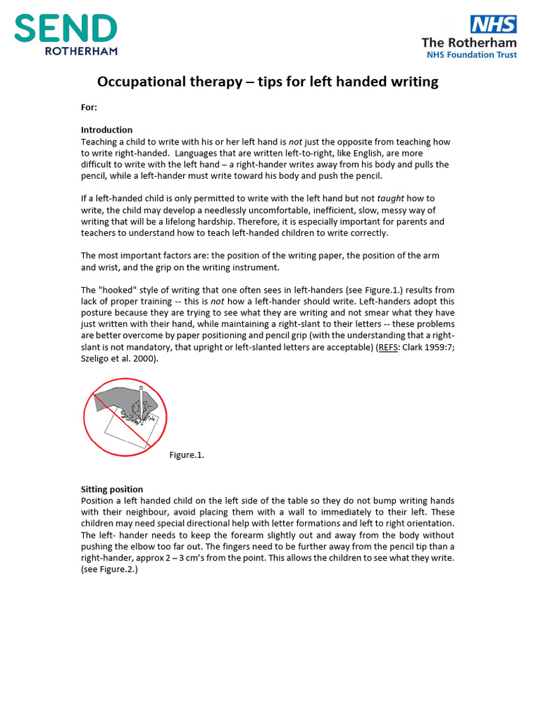 Tips For Left Handed Writing | PDF | Handedness | Hand