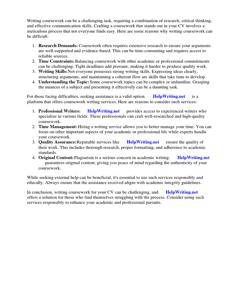 How To Write Coursework in CV | PDF | Résumé | Cognition