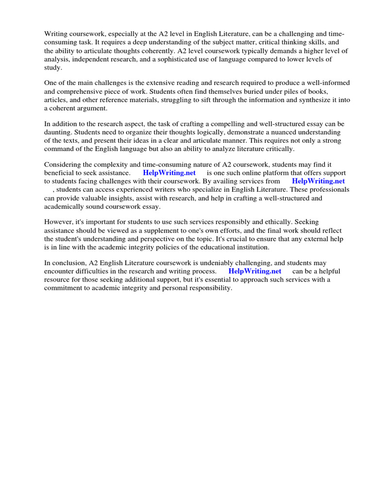 A2 Coursework English Literature Example | PDF | Thought | Critical ...