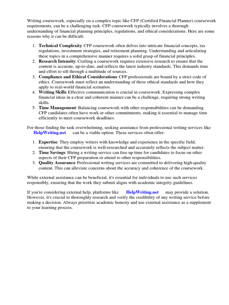 CFP Coursework Requirements | PDF | Taxes | Insurance
