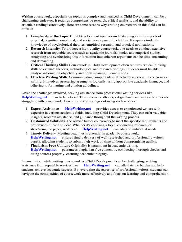 Child Development General Education Coursework Guide | PDF | Critical ...