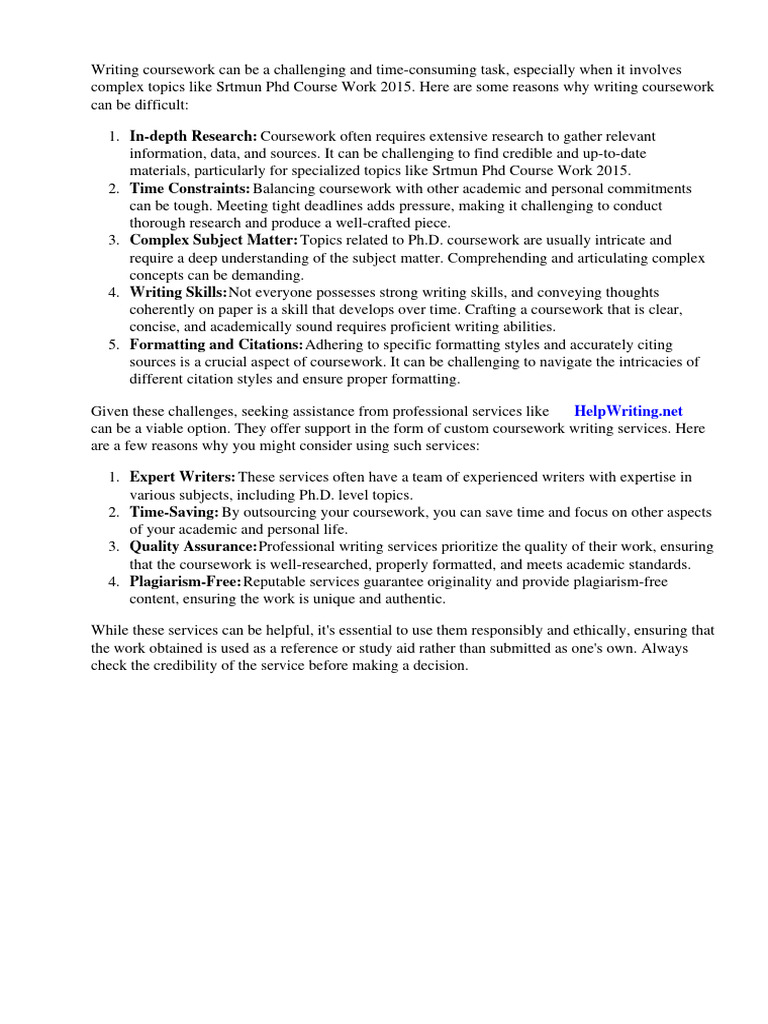 Srtmun PHD Course Work 2015 | PDF | Academic Degree | Doctor Of Philosophy