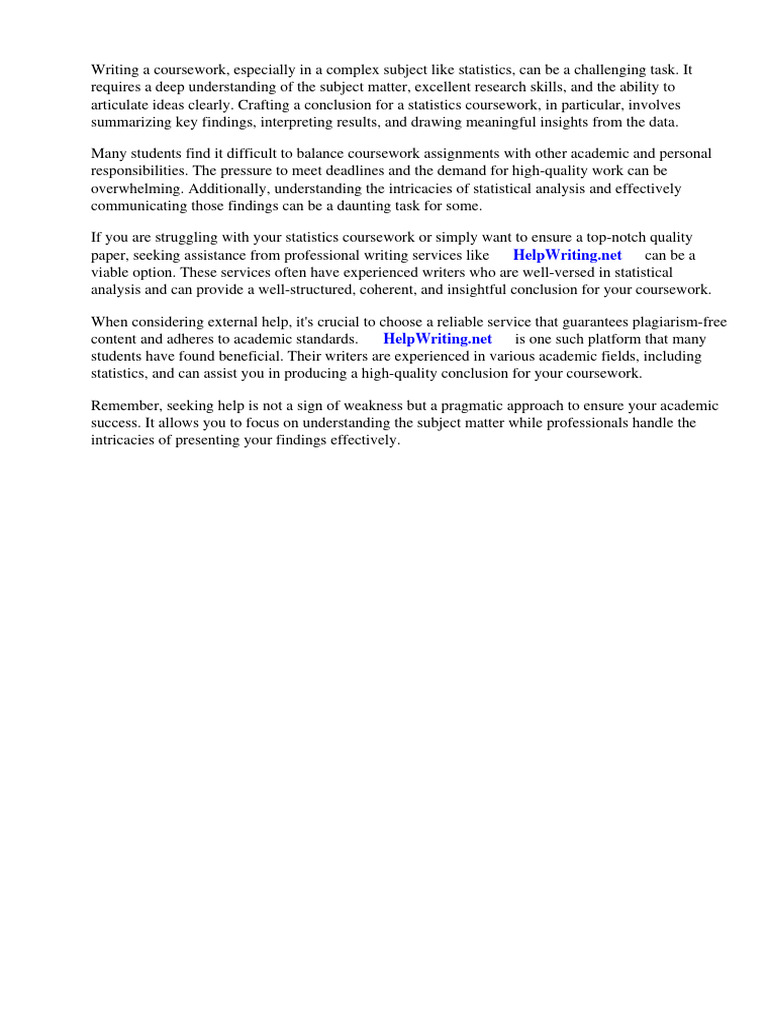 Statistics Coursework Conclusion Sample | PDF