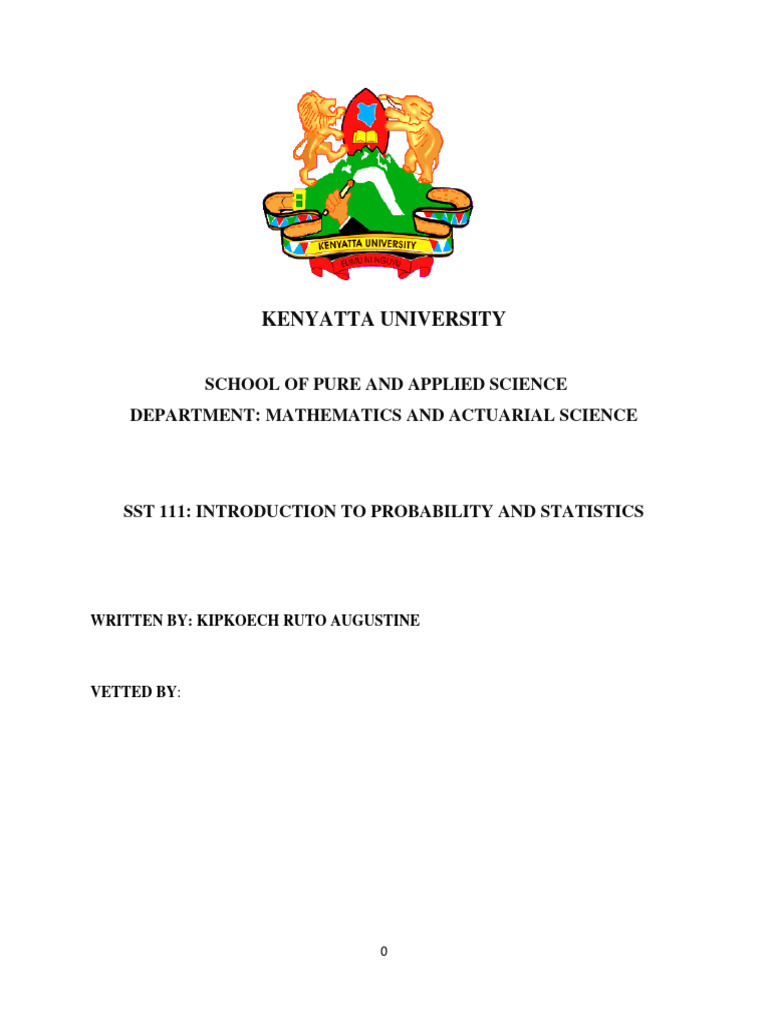 'SST 111 Introduction To Probability and Statistics Lecture Notes | PDF ...