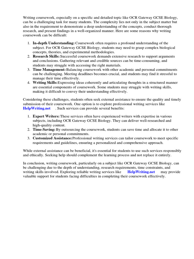 Ocr Gateway Gcse Biology Coursework | PDF | Linked In | Facebook