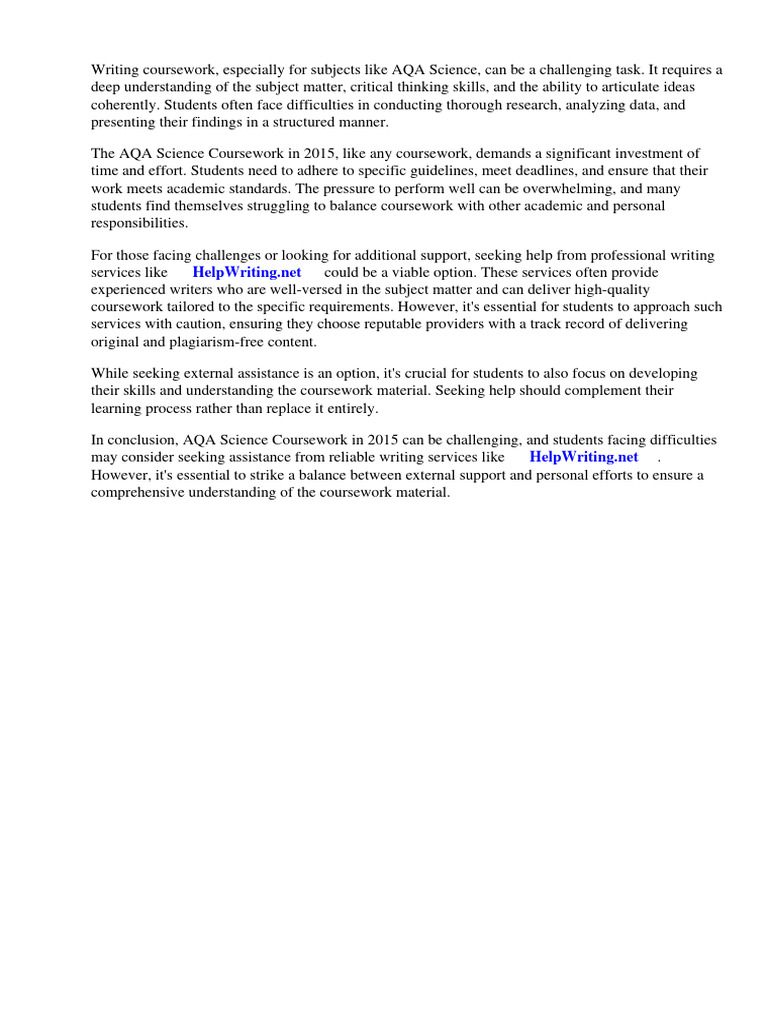 Aqa Science Coursework 2015 Pdf Facebook Linked In