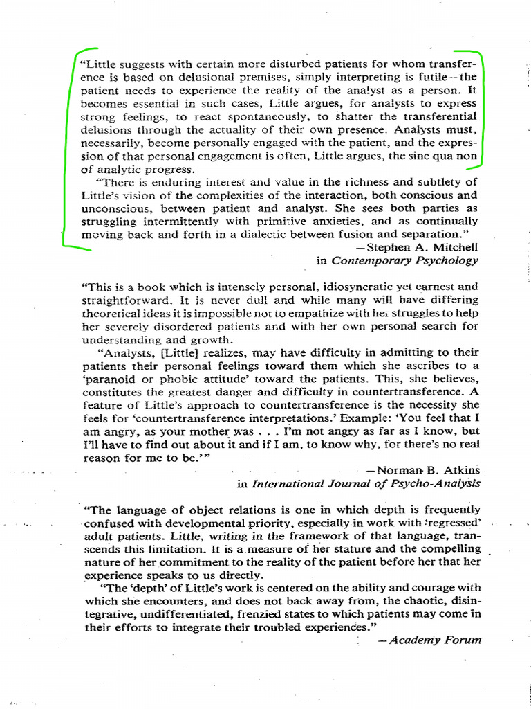 Transference Neurosis & Transference Psychosis, de Margaret Little ...
