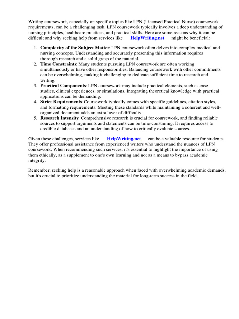 LPN Coursework Requirements | PDF | Nursing | National Council ...