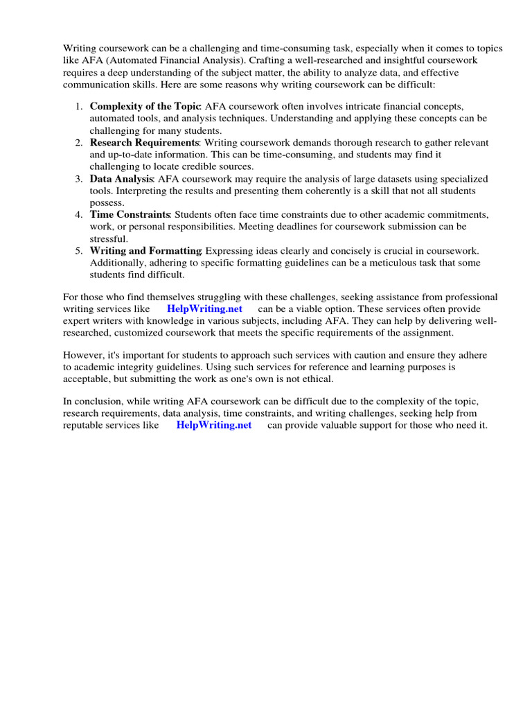 Afa Coursework Examples | PDF | Data Analysis | Evaluation