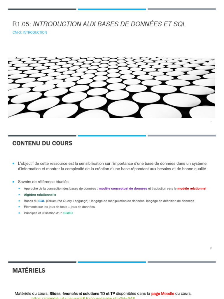 R1.05: Introduction Aux Bases de Données Et SQL | PDF | Bases de données | Base de données ...