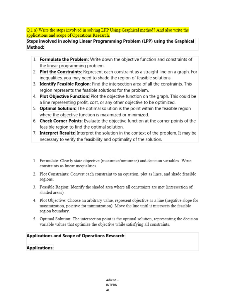 IE02-Operation Research - Assignment | PDF | Mathematical Optimization ...