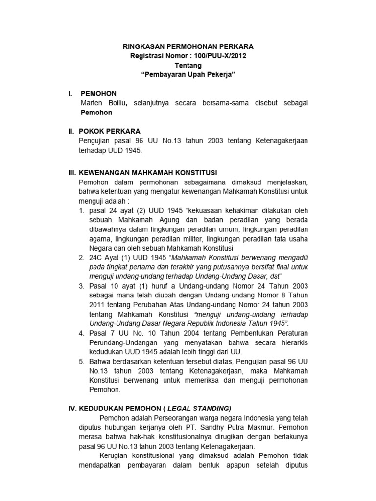Resume - Perkara No 100 | PDF | Hukum