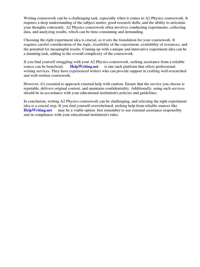 A2 Physics Coursework Experiment Ideas | PDF | Teaching Methods & Materials