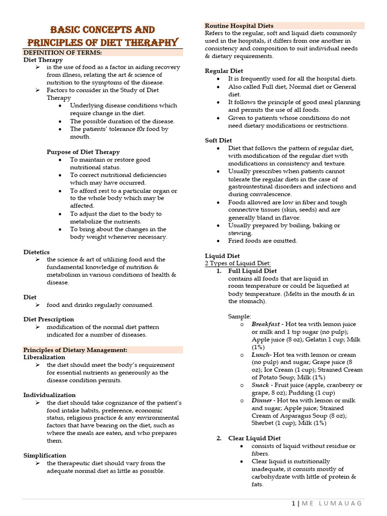 Diet Therapy Principles and Practices | PDF | Diet (Nutrition) | Diet ...