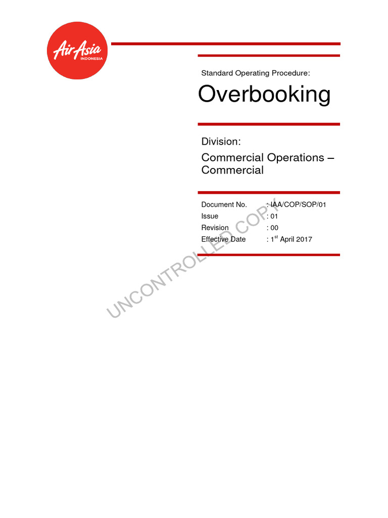 Sop Overbooking Pdf Transport Aviation