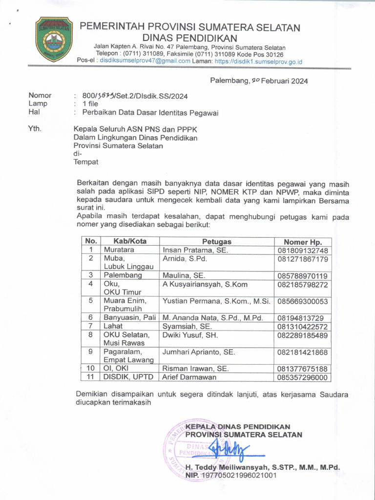 Perbaikan Data Dasar Identitas Pegawai | PDF