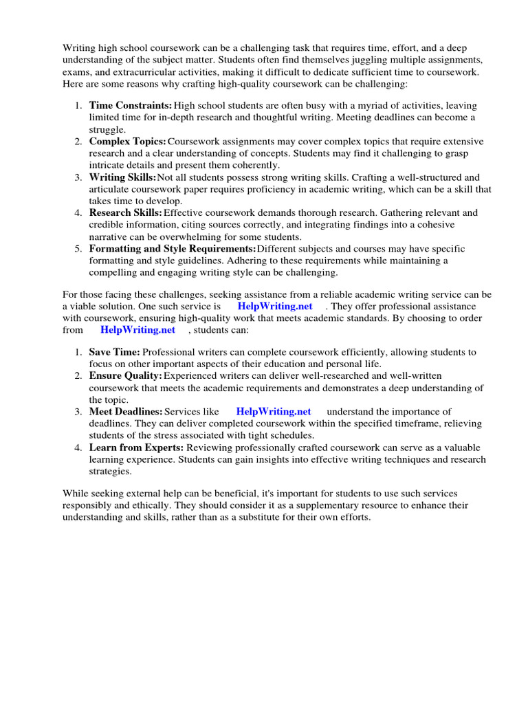 High School Coursework Definition | PDF | Postgraduate Education | Thesis