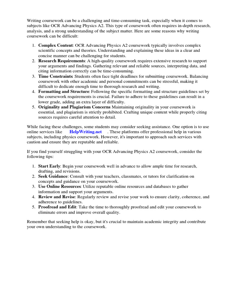 Ocr Advancing Physics A2 Coursework Ideas | Download Free PDF | Physics | Oscillation