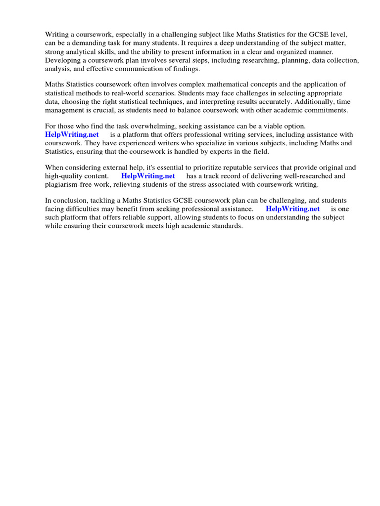 Maths Statistics Gcse Coursework Plan | PDF | Statistics | Sampling ...