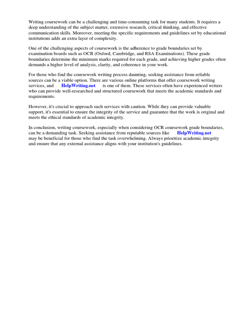 Ocr Coursework Grade Boundaries | PDF | Qualifications | Student ...