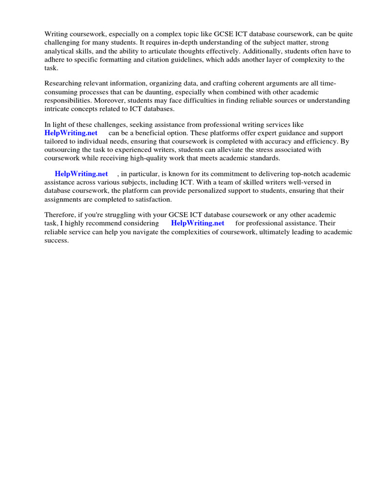 Gcse Ict Database Coursework Examples Pdf Databases Microsoft Excel