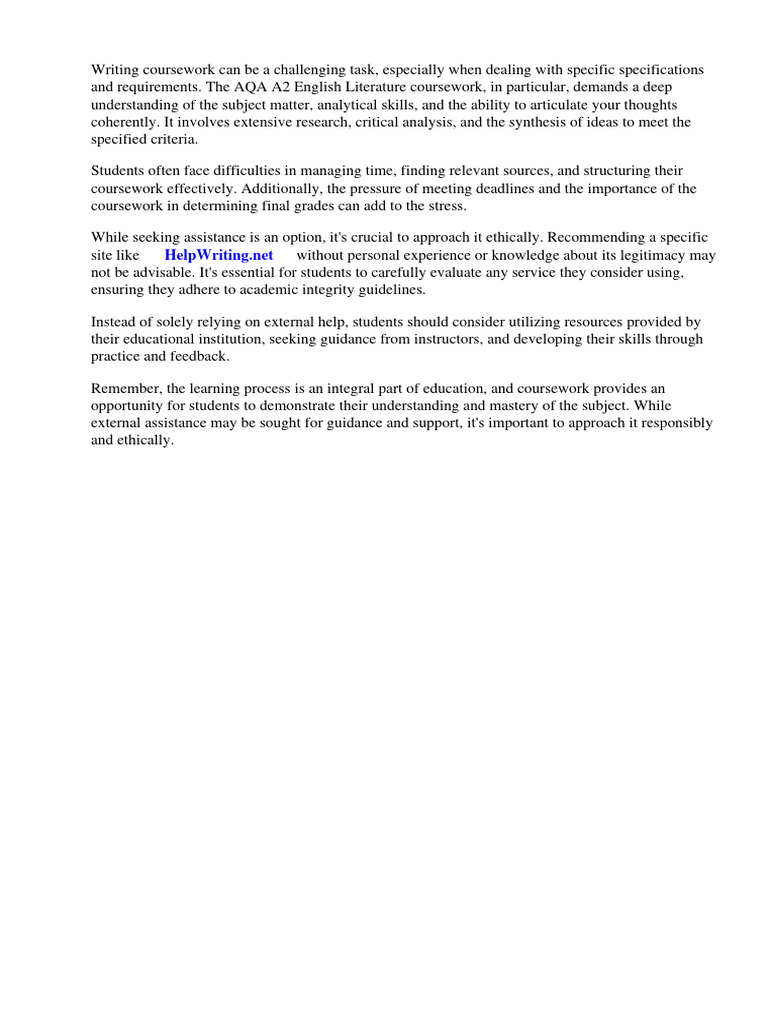Aqa A2 English Literature Coursework Specification Pdf Facebook