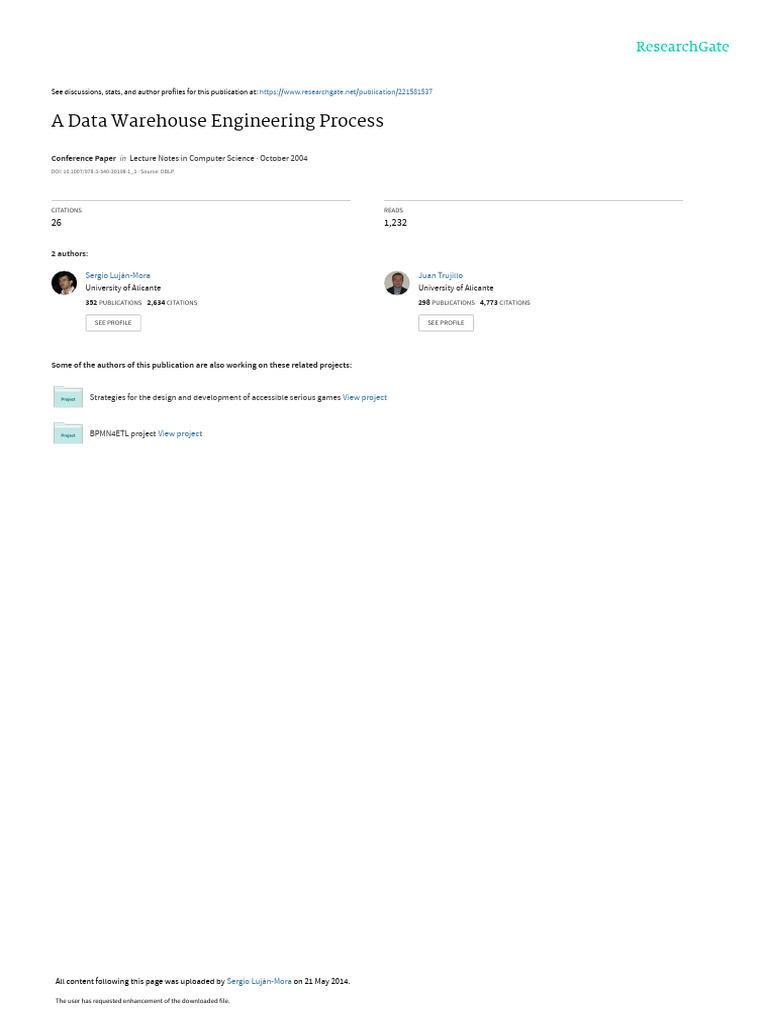 A Data Warehouse Engineering Process | PDF