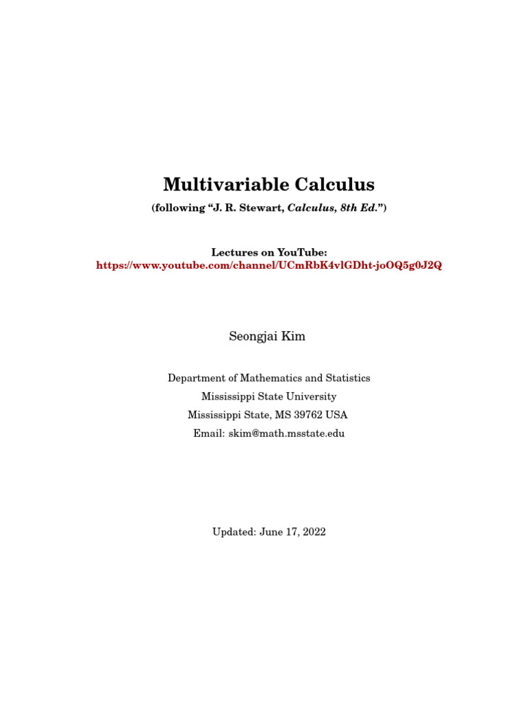 Calculus Multivariable Pdf Derivative Mathematics