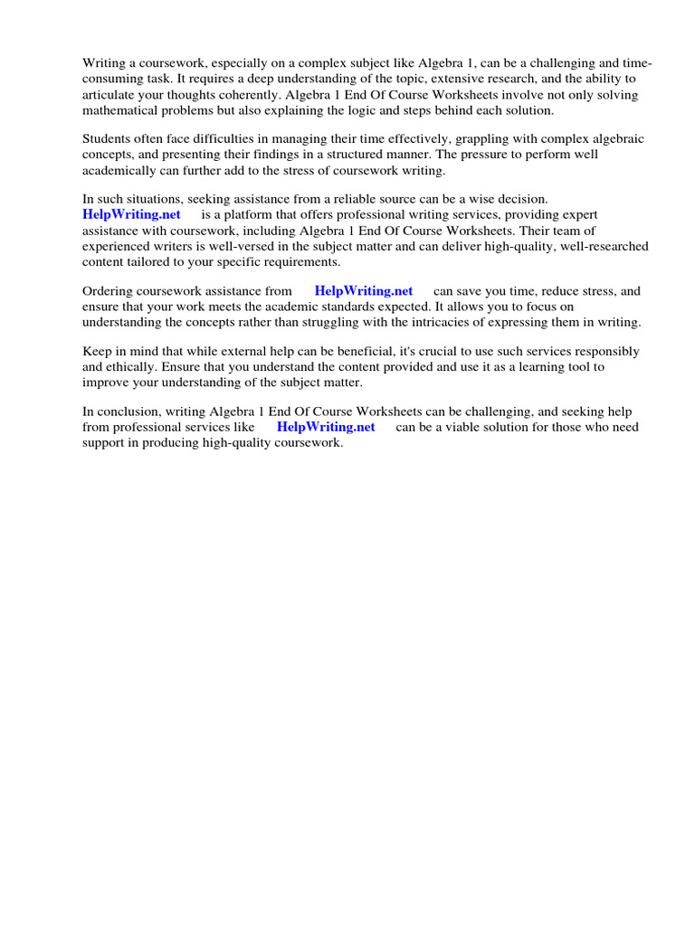 Algebra 1 End of Course Worksheets | PDF | Http Cookie | Digital ...