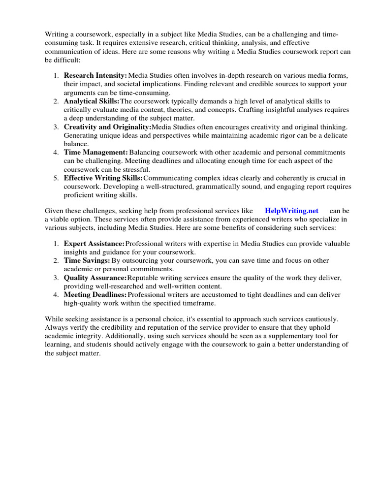 Media Studies Coursework Report | PDF | Creativity | Thought