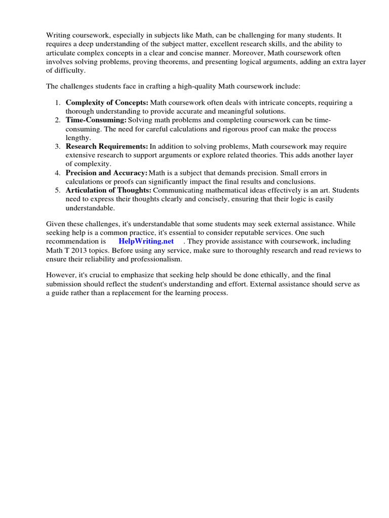 Coursework Math T 2013 | PDF | Mathematics | Mathematical Proof