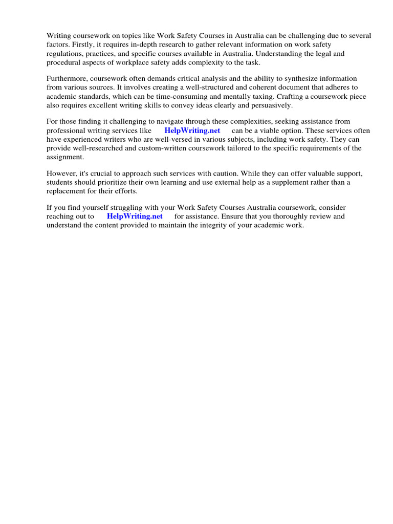 Work Safety Courses Australia Download Free PDF Occupational Safety