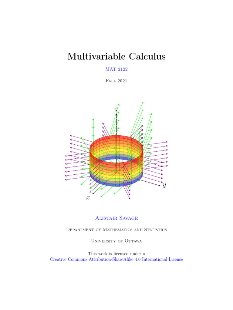 MAT2122-Multivariable Calculus | PDF | Integral | Derivative