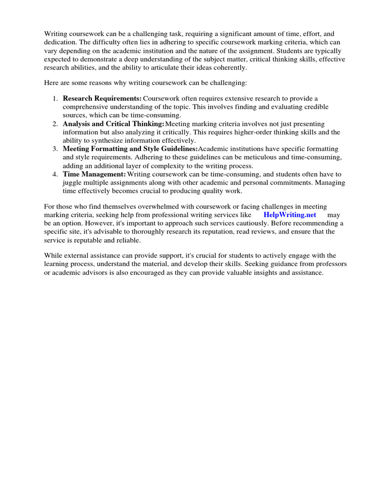 Coursework Marking Criteria | PDF | Critical Thinking | Thought