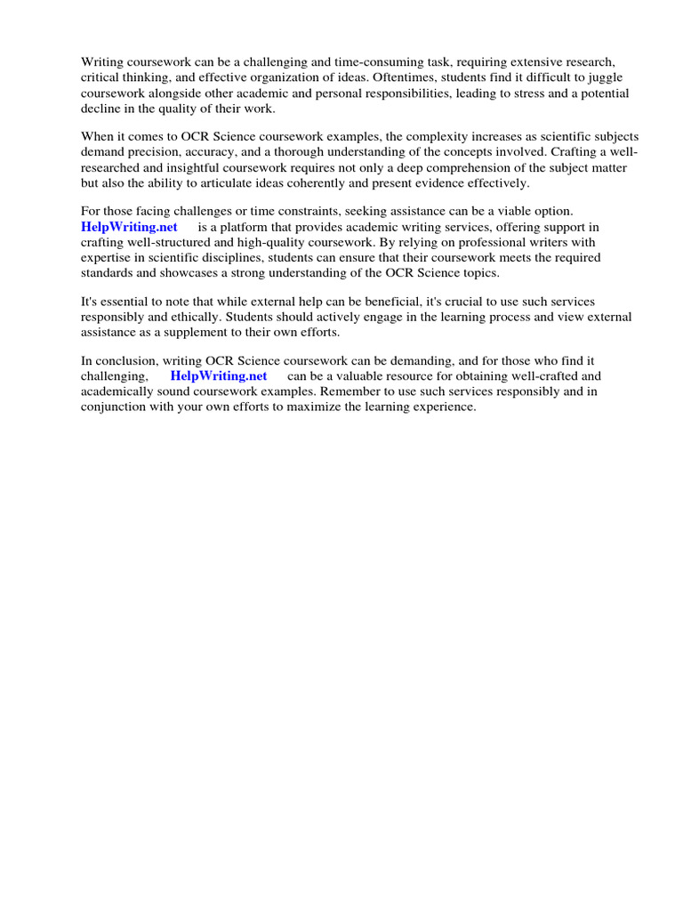 Ocr Science Coursework Examples | PDF