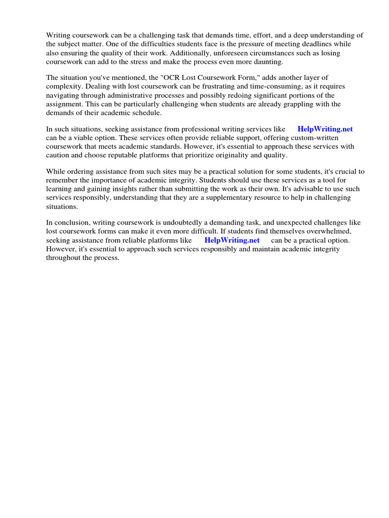 Ocr Lost Coursework Form | PDF | Gce Advanced Level (United Kingdom) | Facebook