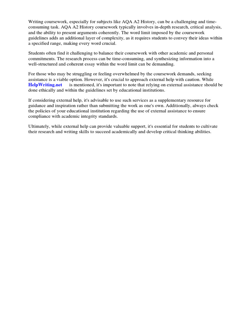 Aqa A2 History Coursework Word Limit | PDF | Gce Advanced Level (United Kingdom)