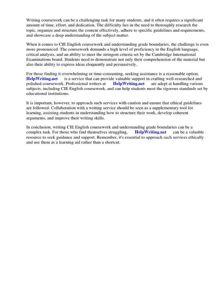 Cie English Coursework Grade Boundaries | PDF