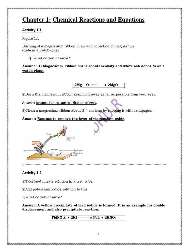 Chapter 1 Activity | PDF | Chlorine | Hydrogen