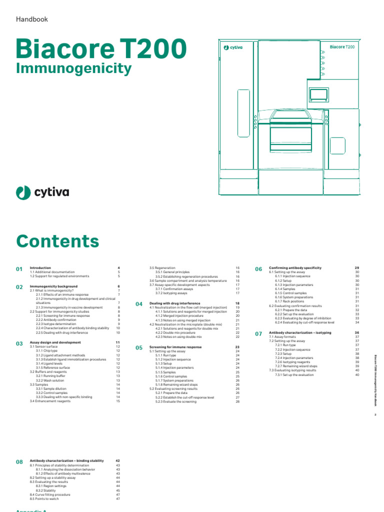 Biacore T200 Immunogenicity Guide | PDF | Antibody | Ligand (Biochemistry)