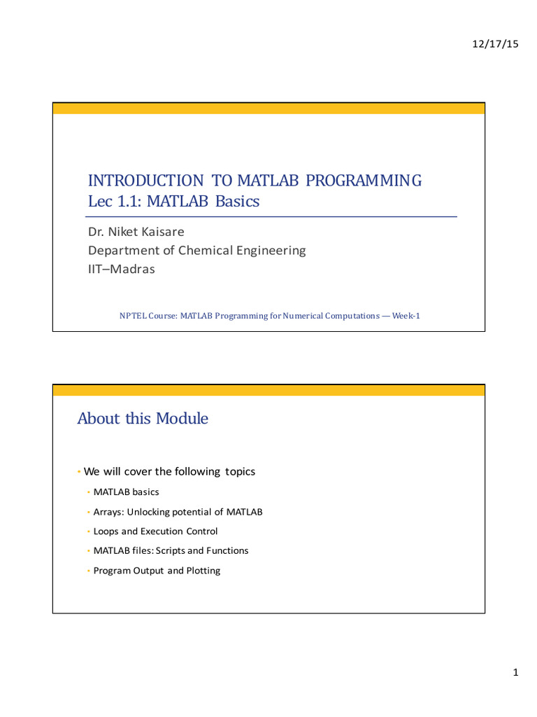 1 MATLAB Intro | PDF | Matlab | Function (Mathematics) 1 MATLAB Intro | PDF | Matlab | Function (Mathematics)